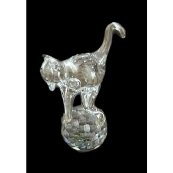 Swarovski | Toys | Swarovski Crystal Cat On Ball Rainbow Light ...